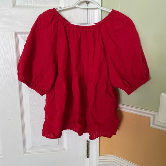 Old Navy | Tops | Old Navy Red Blouse With Puffy Sleeves Size Large ...
